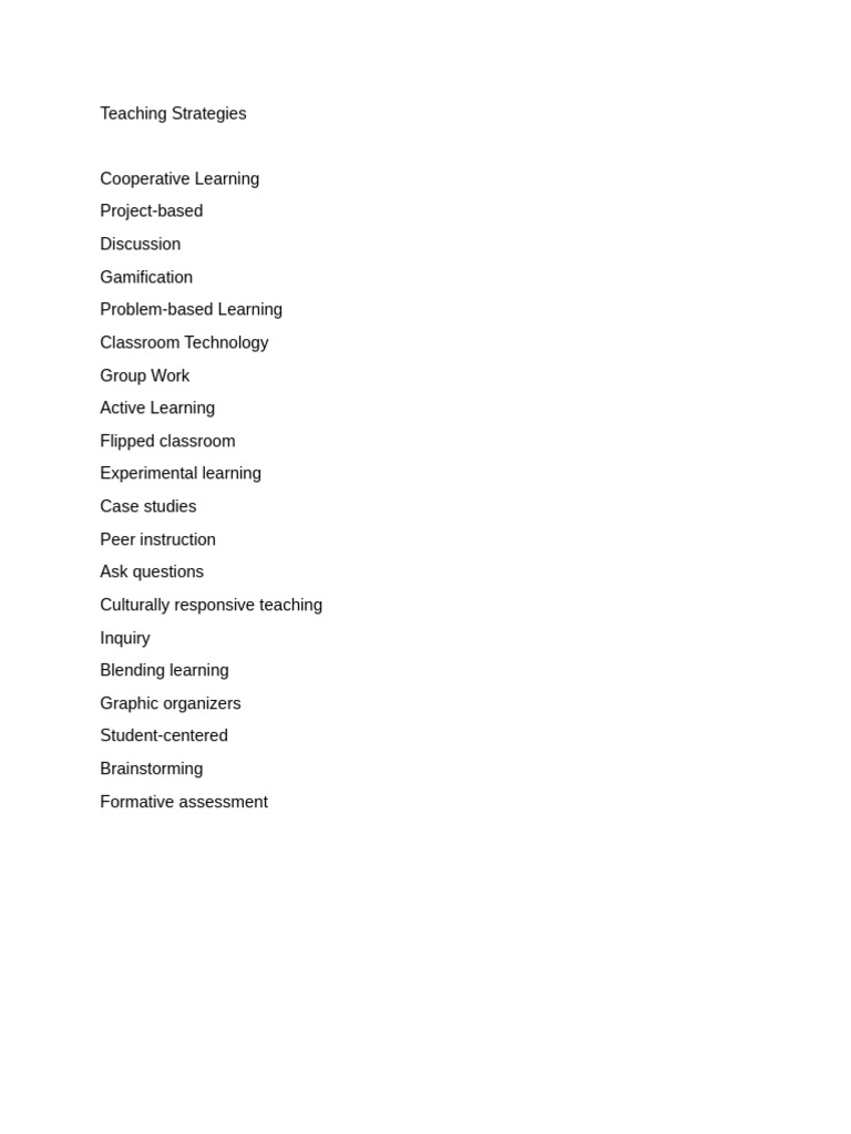Teaching Strategies List | PDF