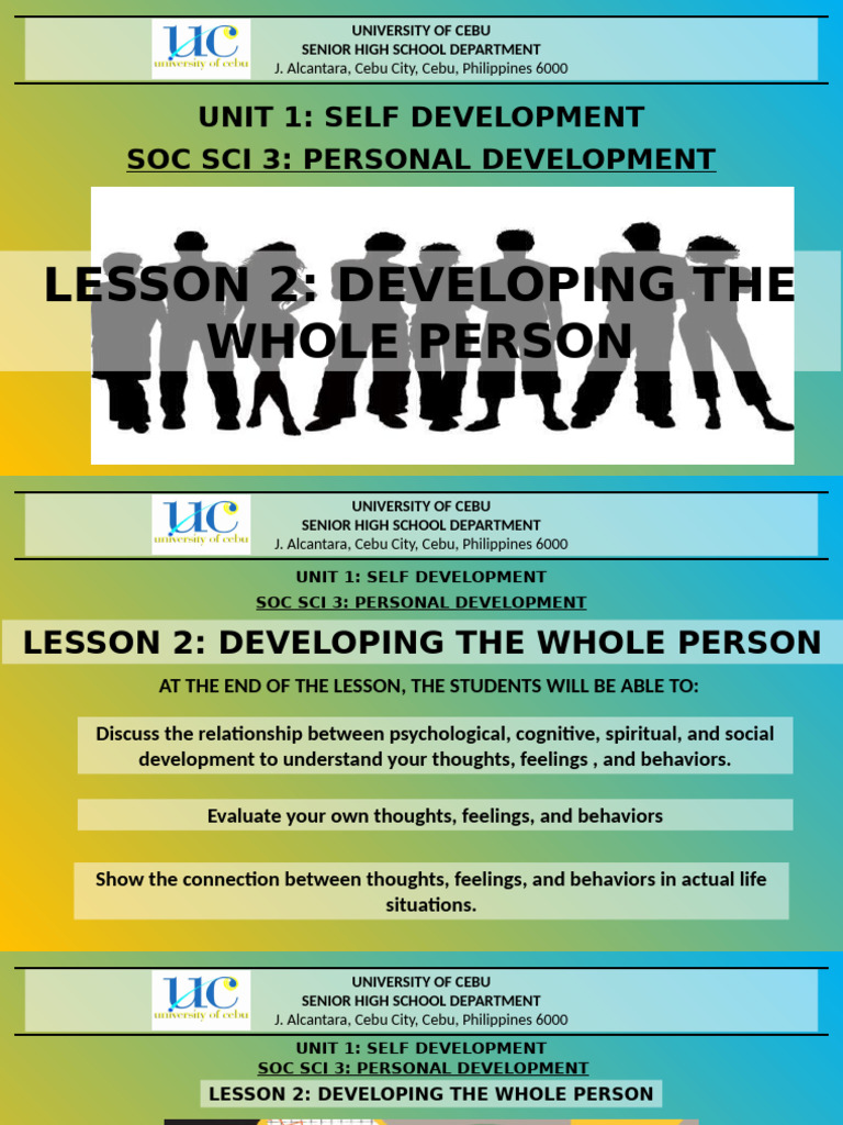 Whole Person Development in Adolescence | PDF | Self | Thought