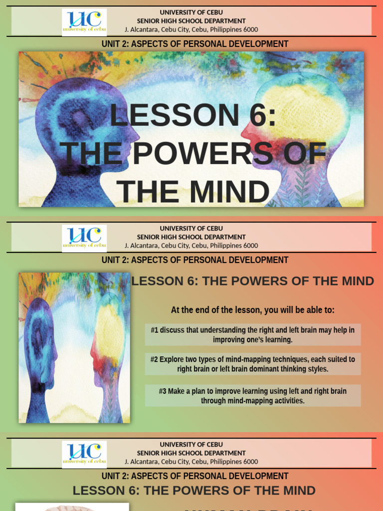 Kopya NG Lesson 6 The Powers of The Mind | PDF | Brain | Behavioural Sciences