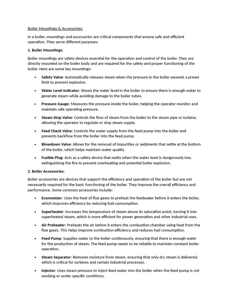 Boiler Mountings & Accessories Guide | PDF | Boiler | Steam
