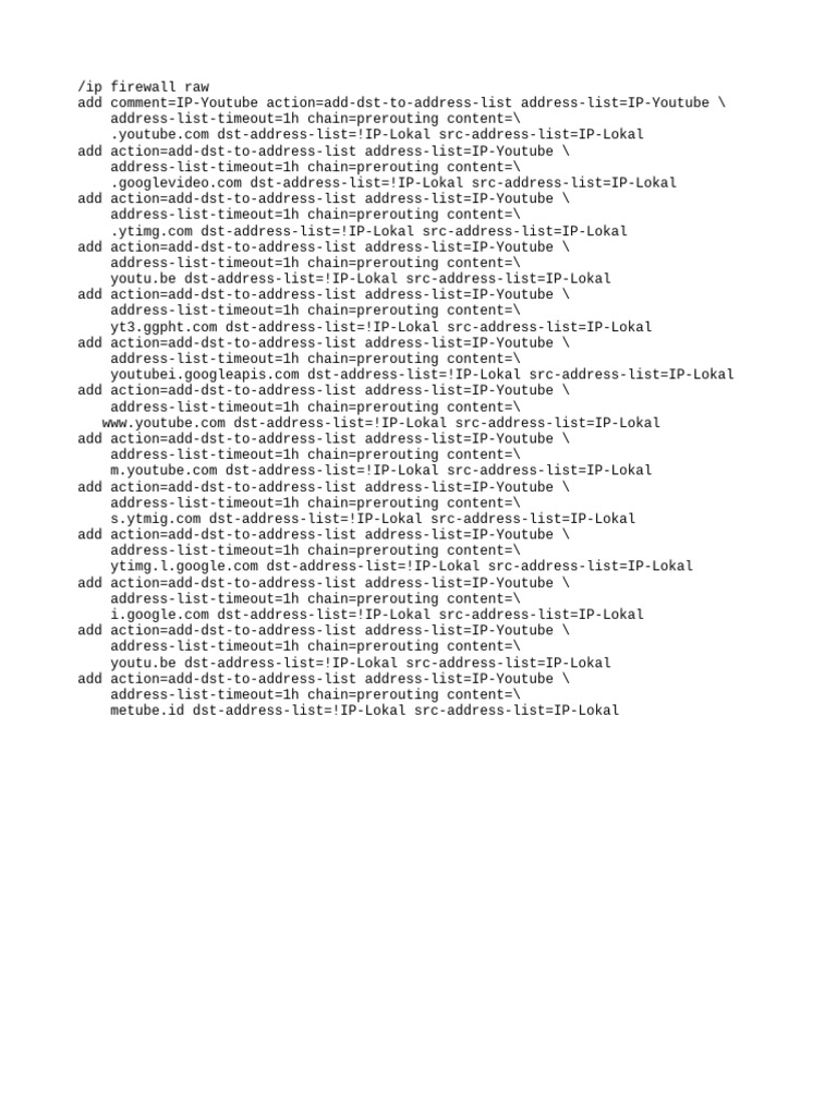 YouTube IP Address List Configuration | PDF
