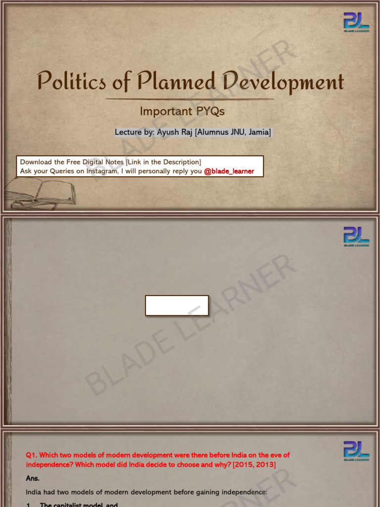 Politics of Planned Development Imp Ques. | PDF | Agriculture ...