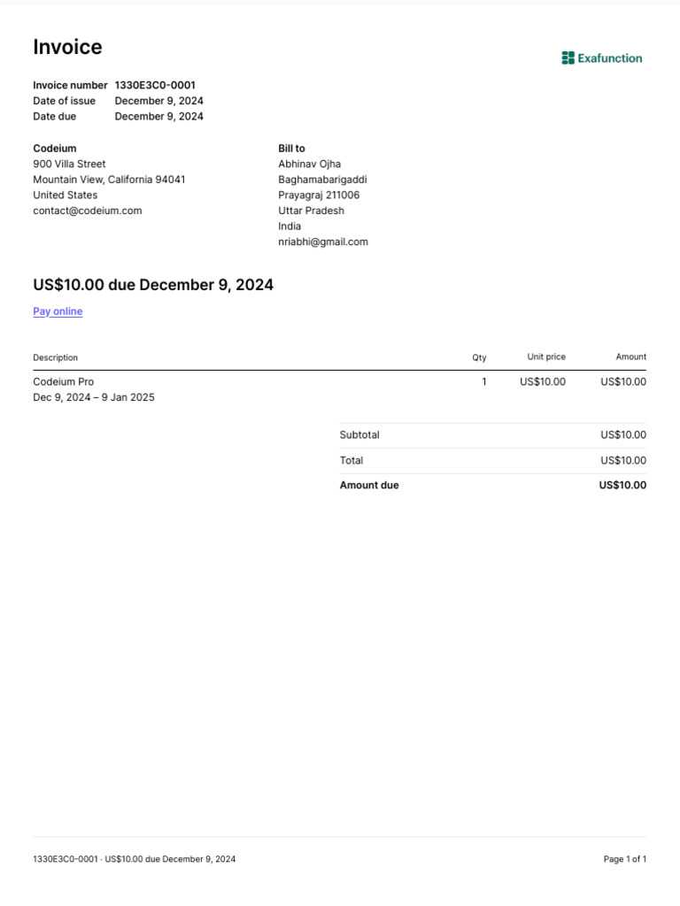 Invoice-1330E3C0-0001 | PDF