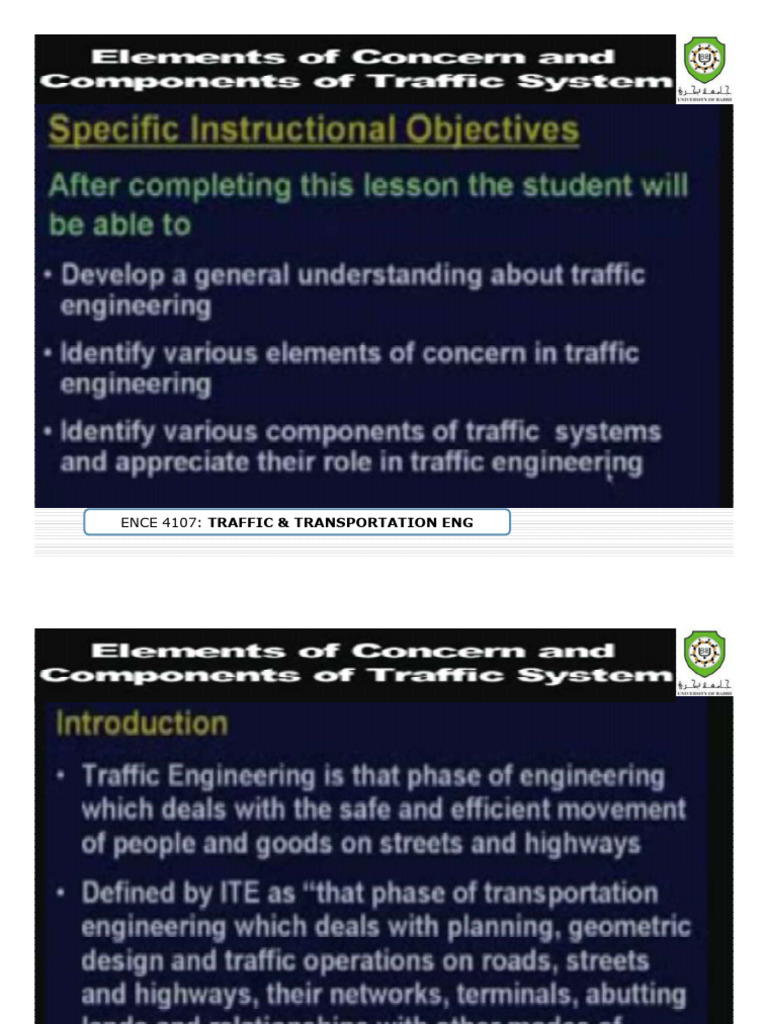 Traffic & Transportation Engineering 4107 | PDF