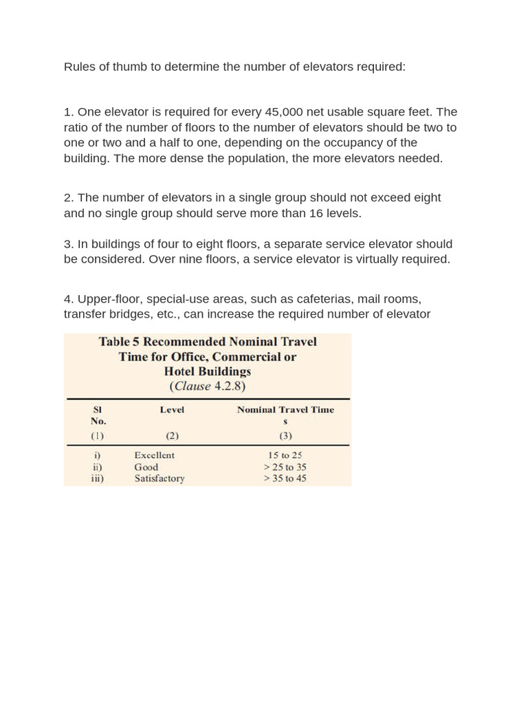 Elevator Requirements for Building Design | PDF