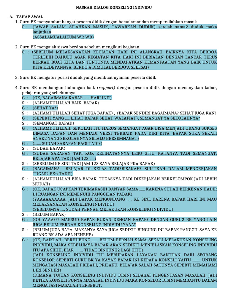 Naskah Dialog Konseling Individu | PDF