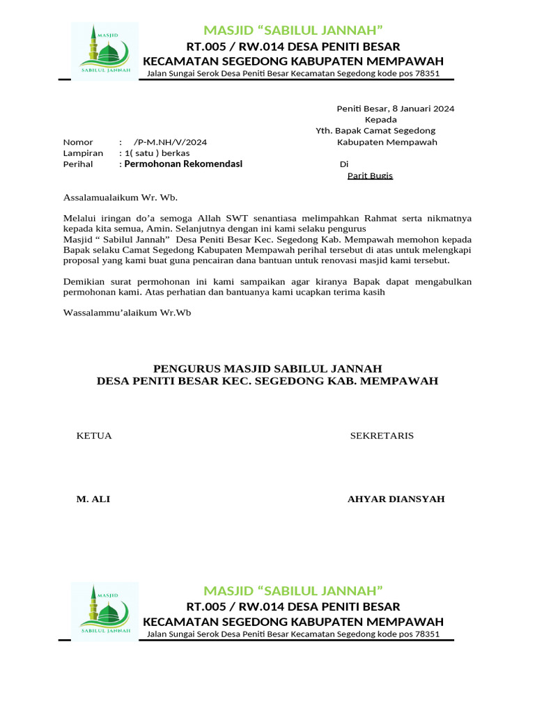 PROPOSAL - MASJID SABIBUL JANNAH New | PDF