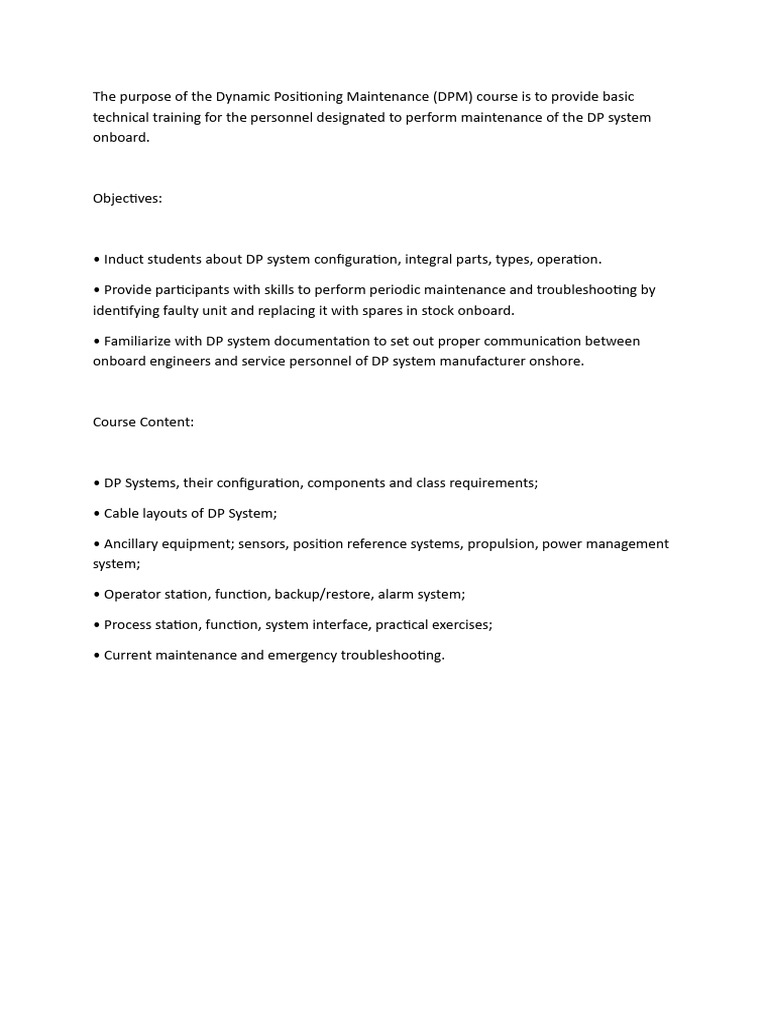 DP Maintenance Course - Global | PDF
