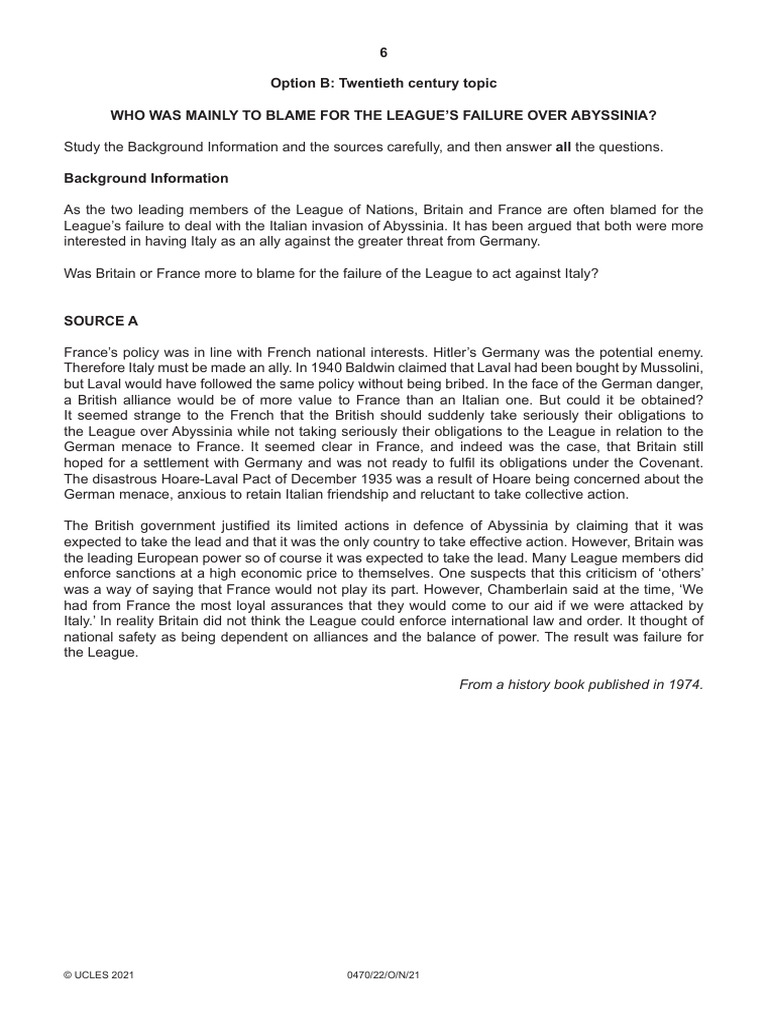 IGCSE History 0470 22 Paper 2 Oct Nov 2021 1 | PDF | Conflicts ...