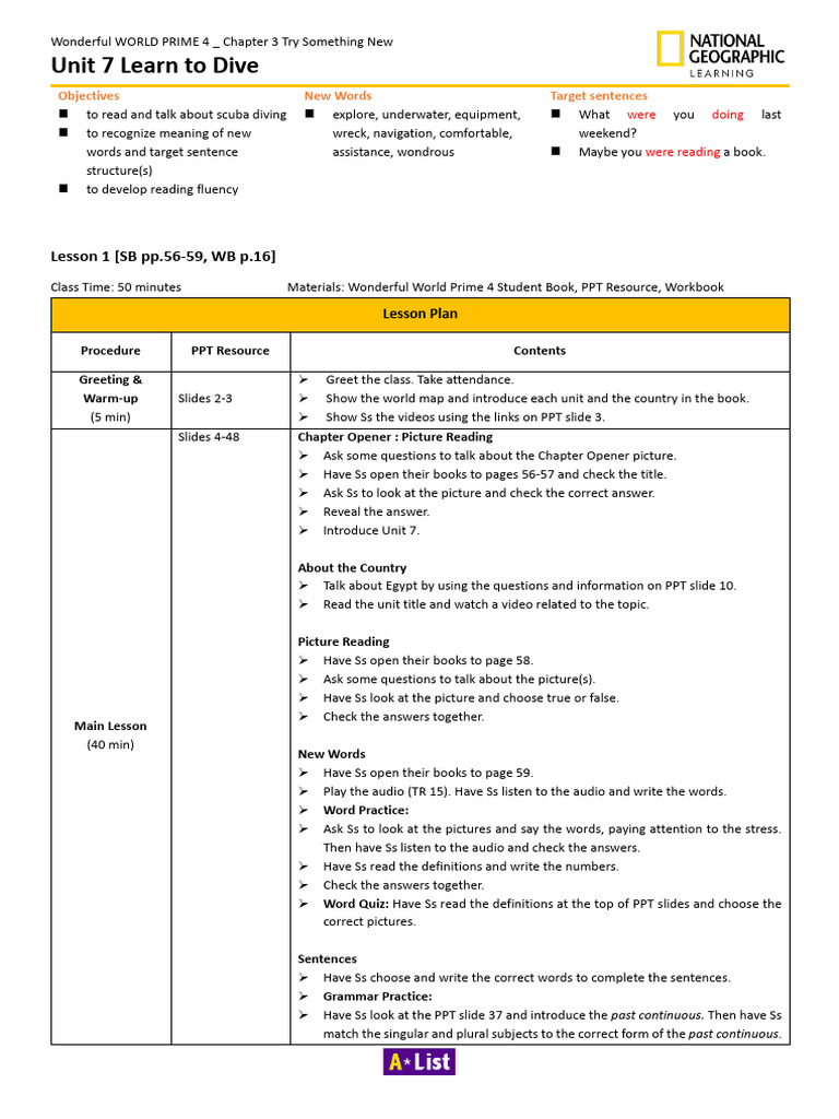 WW - Prime - L4 - U7 - Lesson Plan | PDF | Reading Comprehension ...