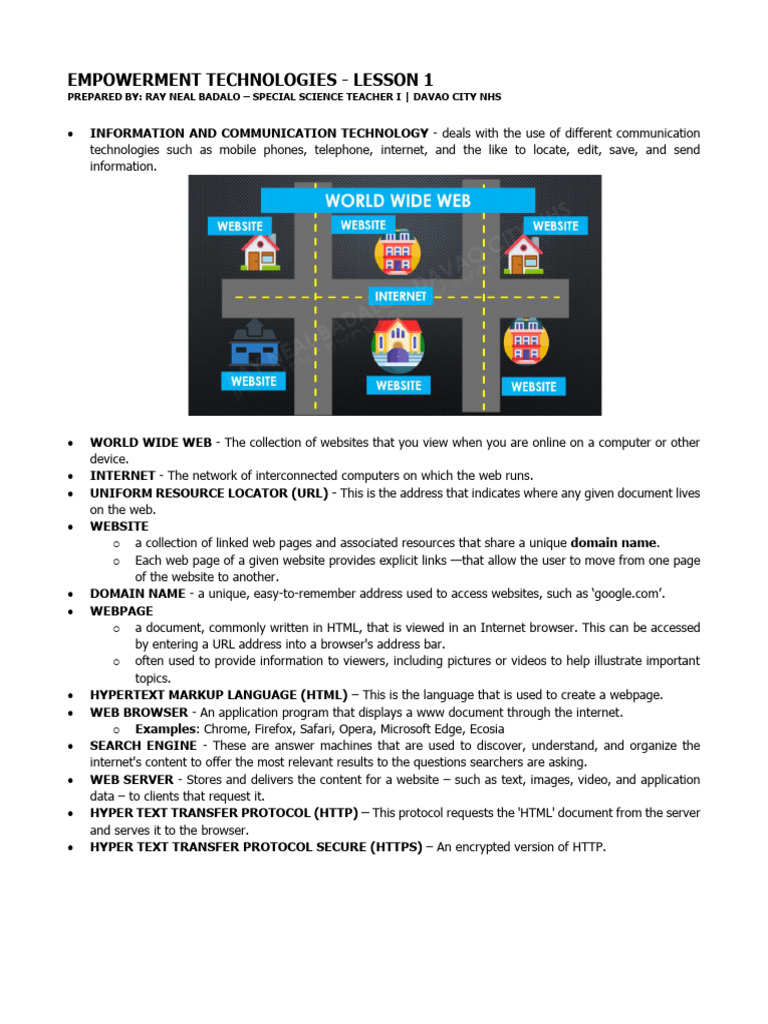 ETech Lesson 1 Handouts | PDF