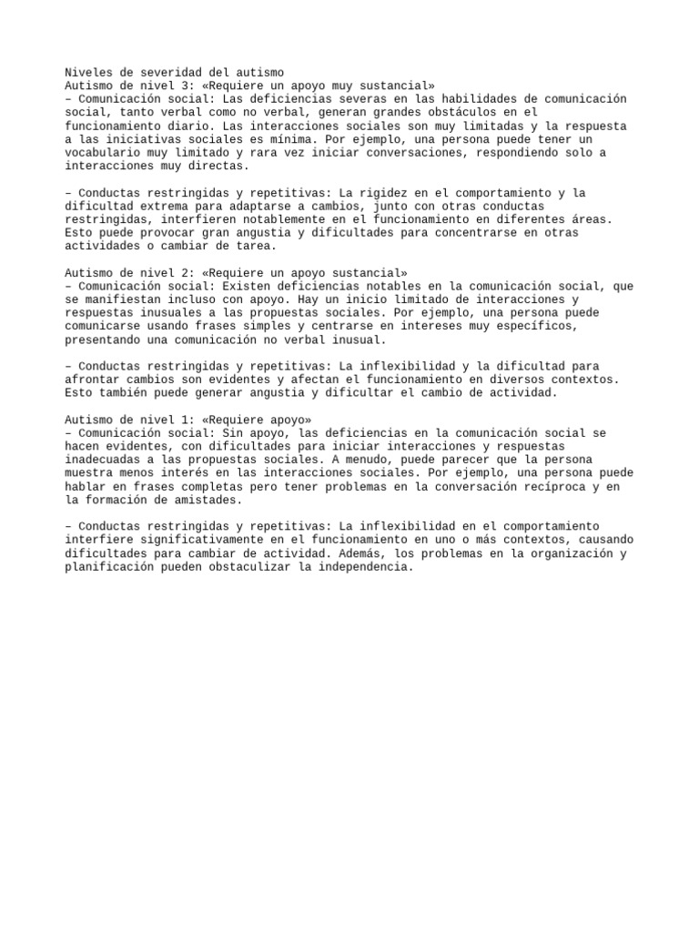 Niveles de Severidad Del Autismo | PDF