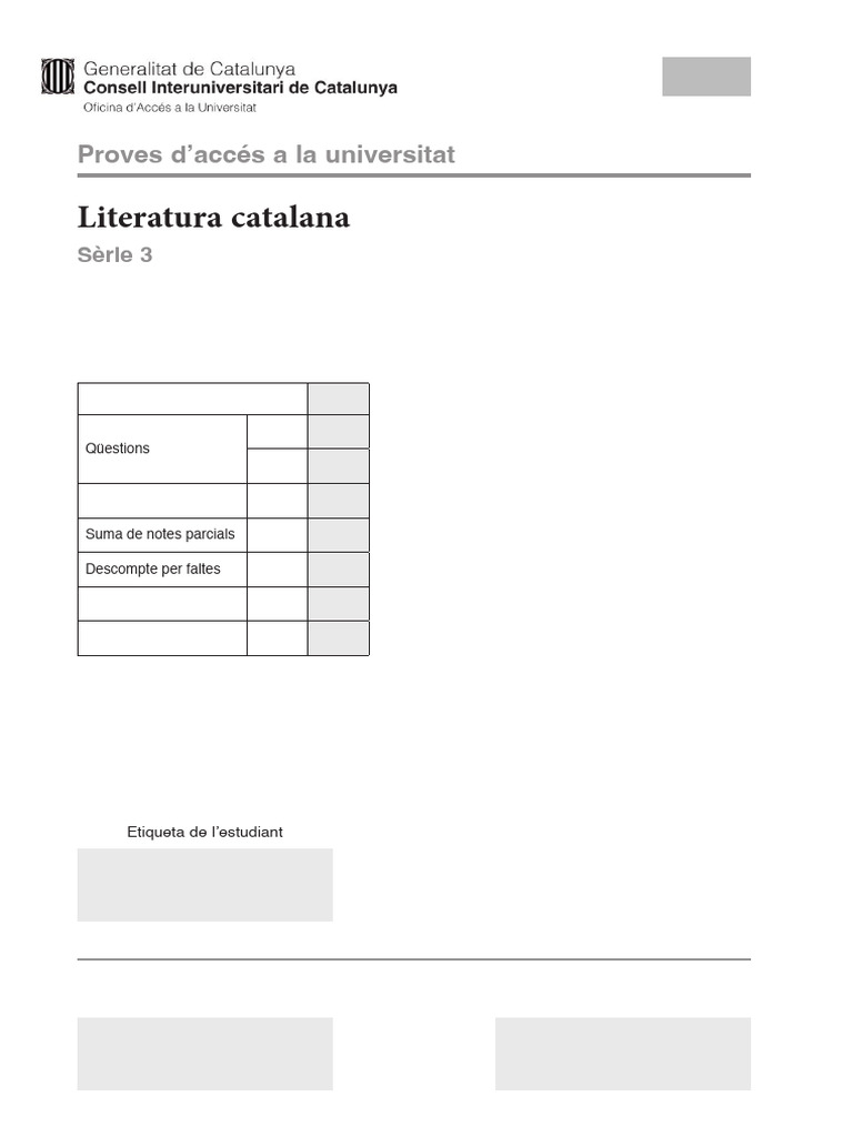 Examen Literatura Catalana 2024 Setembre | PDF