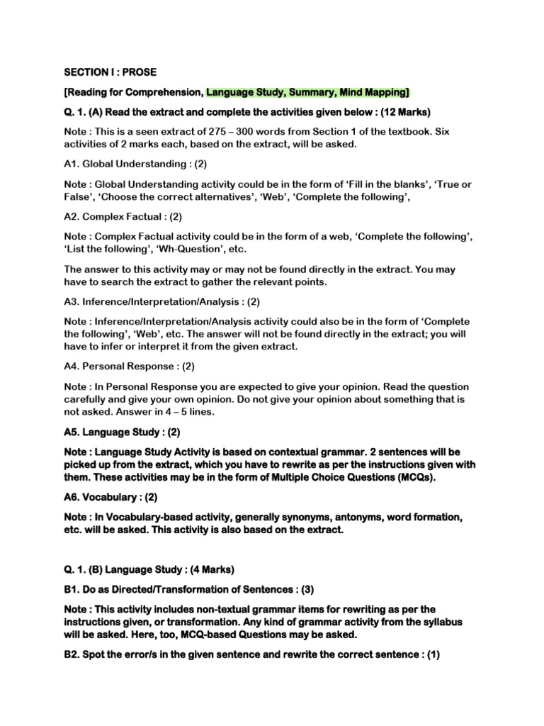 12th Paper Pattern For Guidance | PDF | Poetry | Question