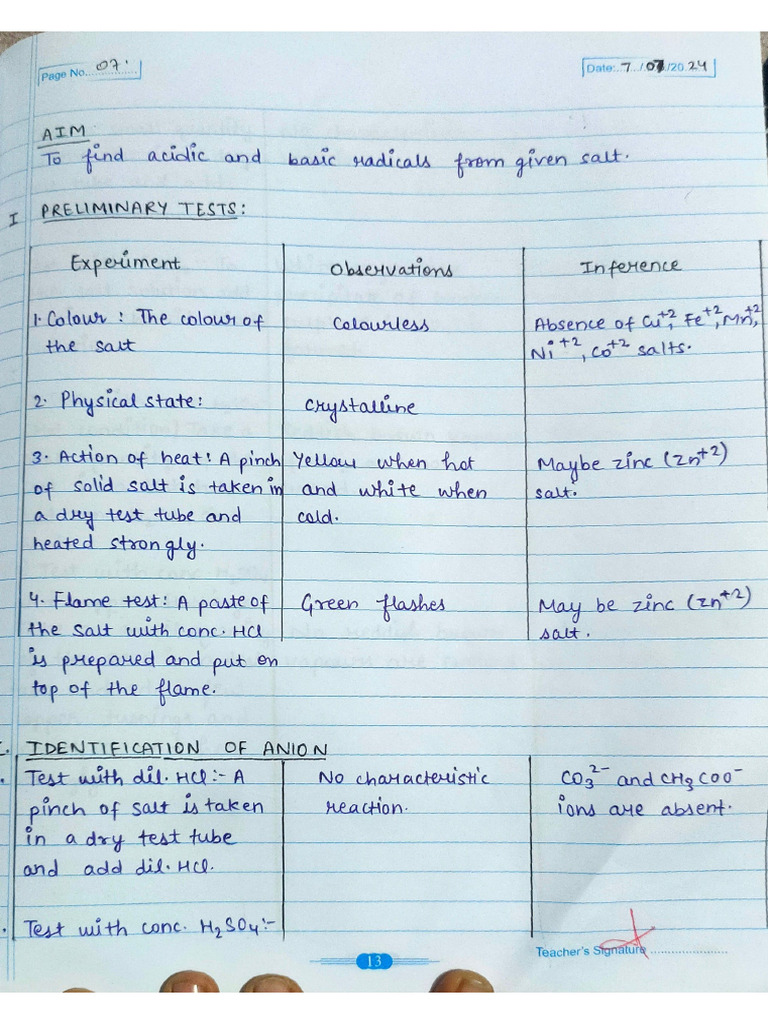 Experiment 4 Salt Analysis | PDF