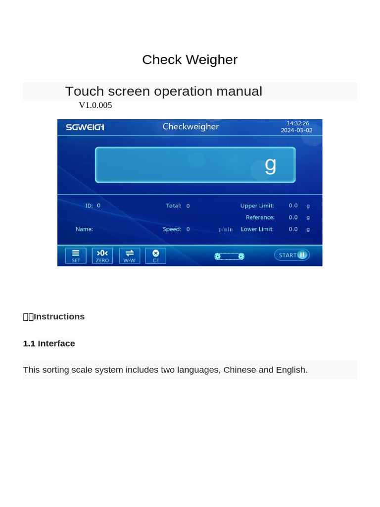 Manual for Check Weigher Operation | PDF | Histogram | Mode (Statistics)