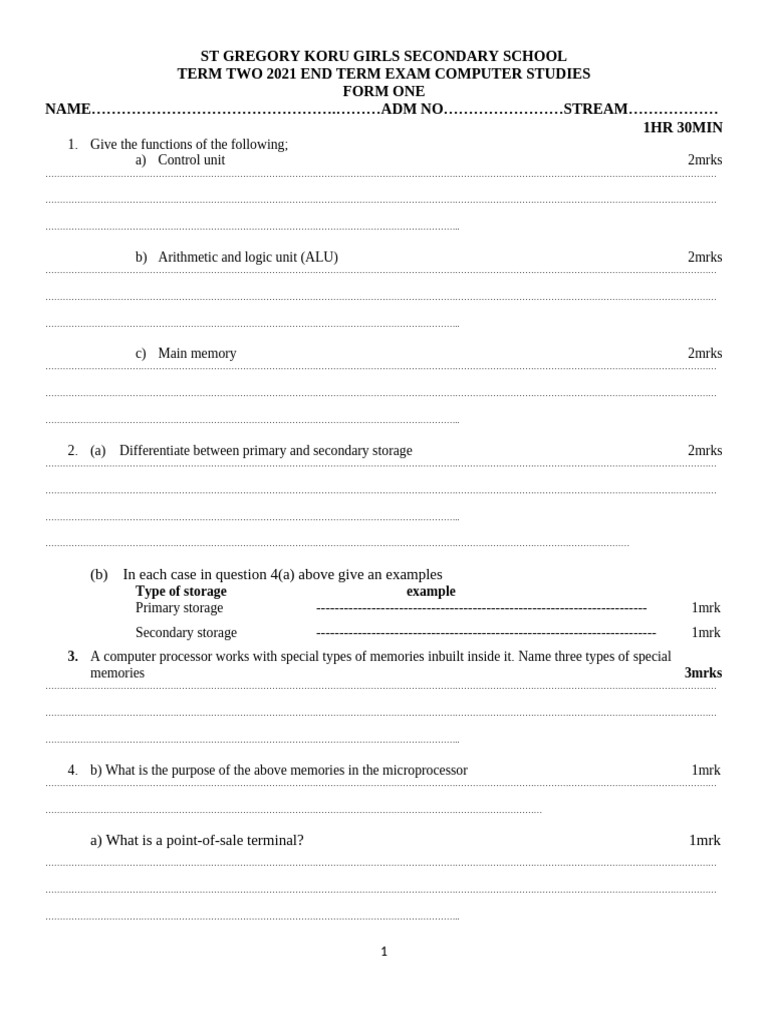 2021 End Term Exam t2 f2 | PDF | Input/Output | Computer Data Storage 2021 End Term Exam t2 f2 | PDF | Input/Output | Computer Data Storage