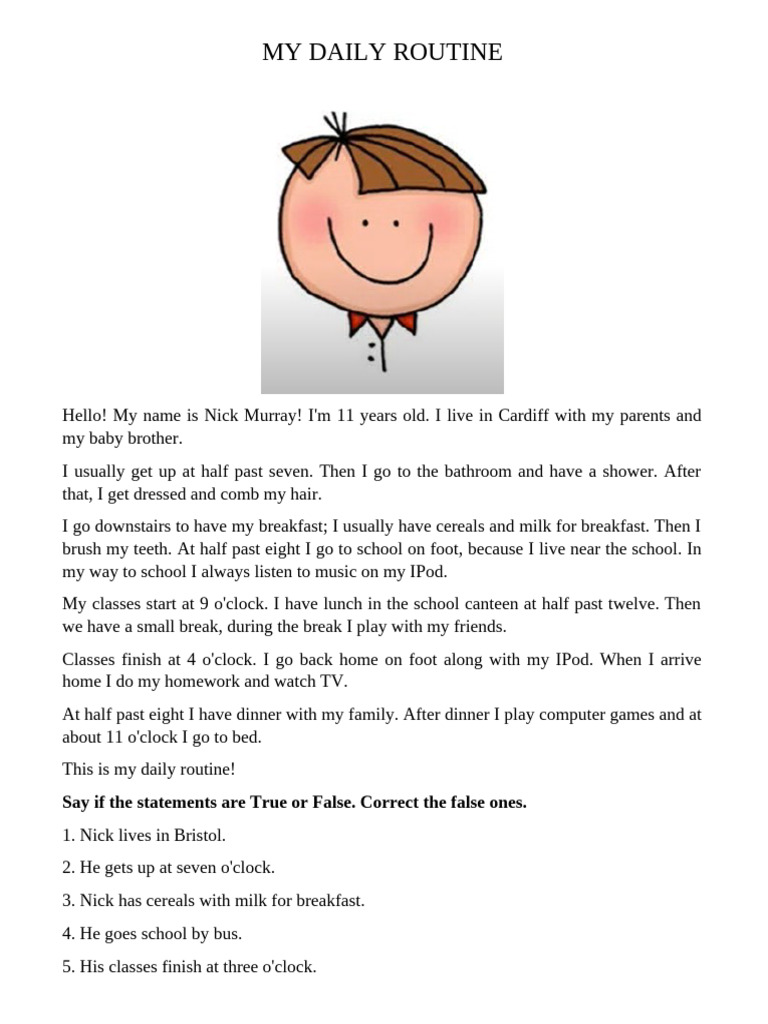 MY DAILY ROUTINE Worksheet | PDF