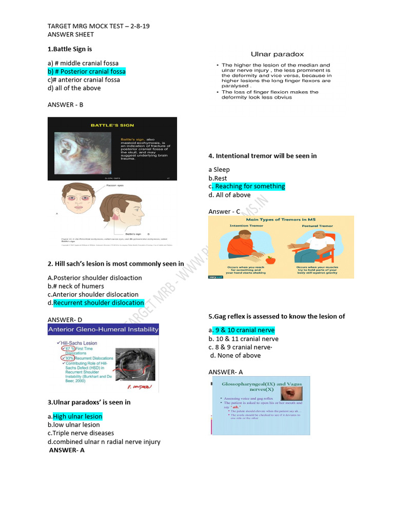 28092019-A-Mini-Mock Test | PDF | Cerebrospinal Fluid | Lever