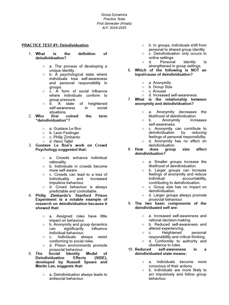 GROUP-DYNAMICS-PRACTICE-TESTS-FINALS-2 | PDF | Deviance (Sociology ...
