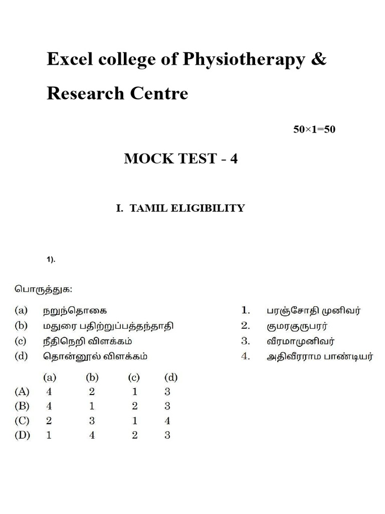 MRB MOCK 4 QUESTIONS | PDF | Arthritis | Anatomical Terms Of Motion