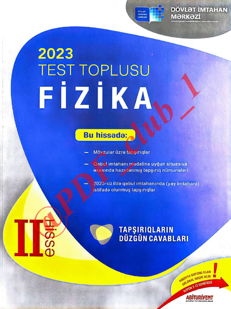 Fizika Dim Test Toplusu 2 Ci Hisse 2023 | PDF