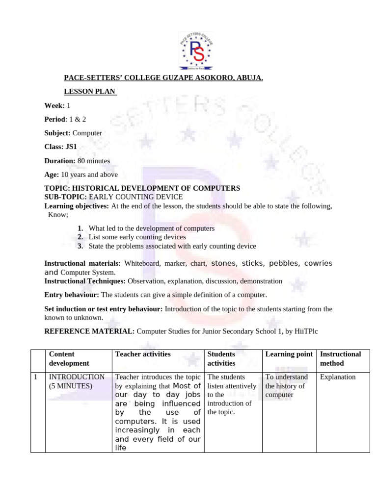 First Term Jss1 Ict Lesson Plan | PDF | Lesson Plan | Teachers