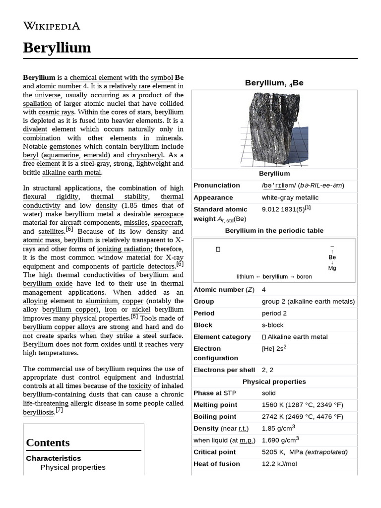 Beryllium | PDF | Hydroxide | Neutron