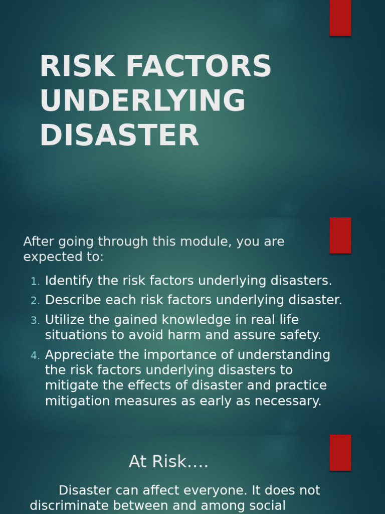 Risk Factors Underlying Disaster DRRR | PDF | Risk | Hazards