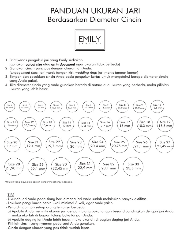 Emily Ring Size | PDF
