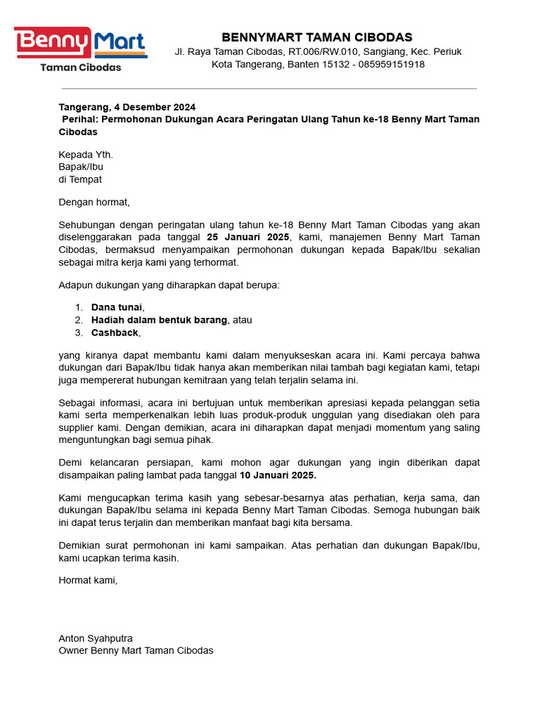 Proposal Ulang Tahun BMTC.docx | PDF