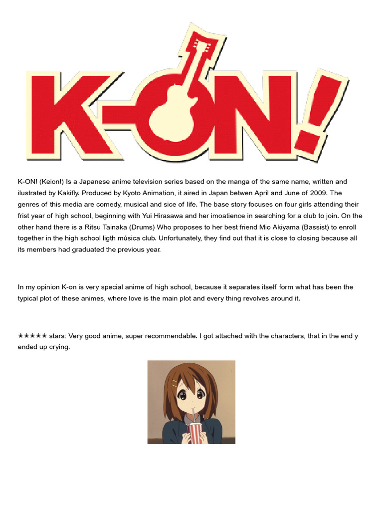 K-ON! (Keion!) Is A Japanese Anime Television Series Based On The Manga ...