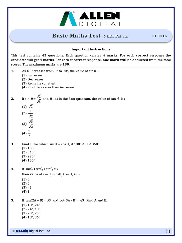 VV Phy Basic Math - EXERCISE-1-compressed | PDF | Geometry | Euclidean Geometry