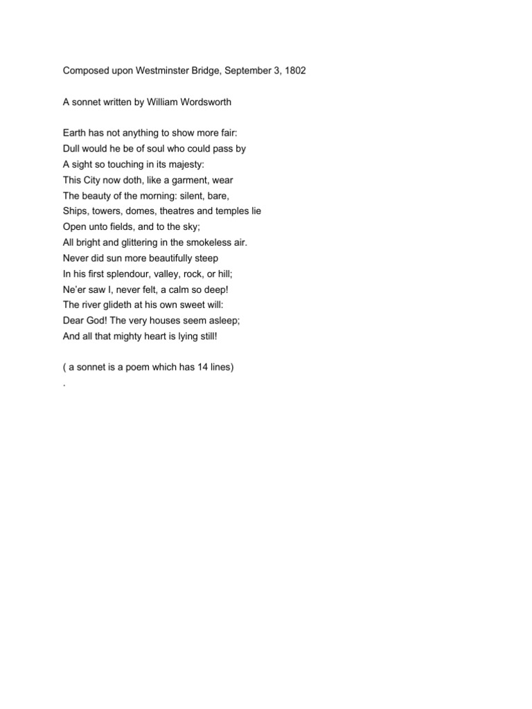 William Wordsworth Multiple Choice Worksheet | PDF