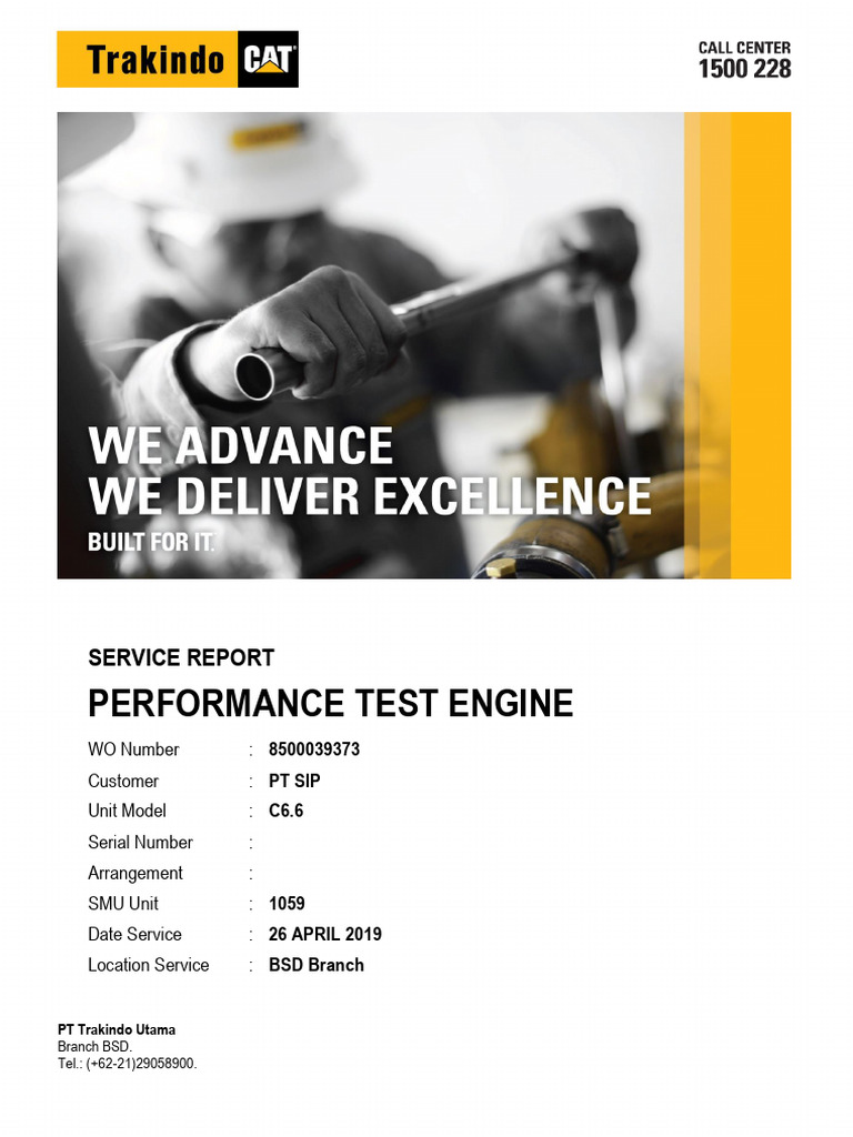 Service Report Performance Test Engine c6 Sn 66623381 | PDF | Engines ...