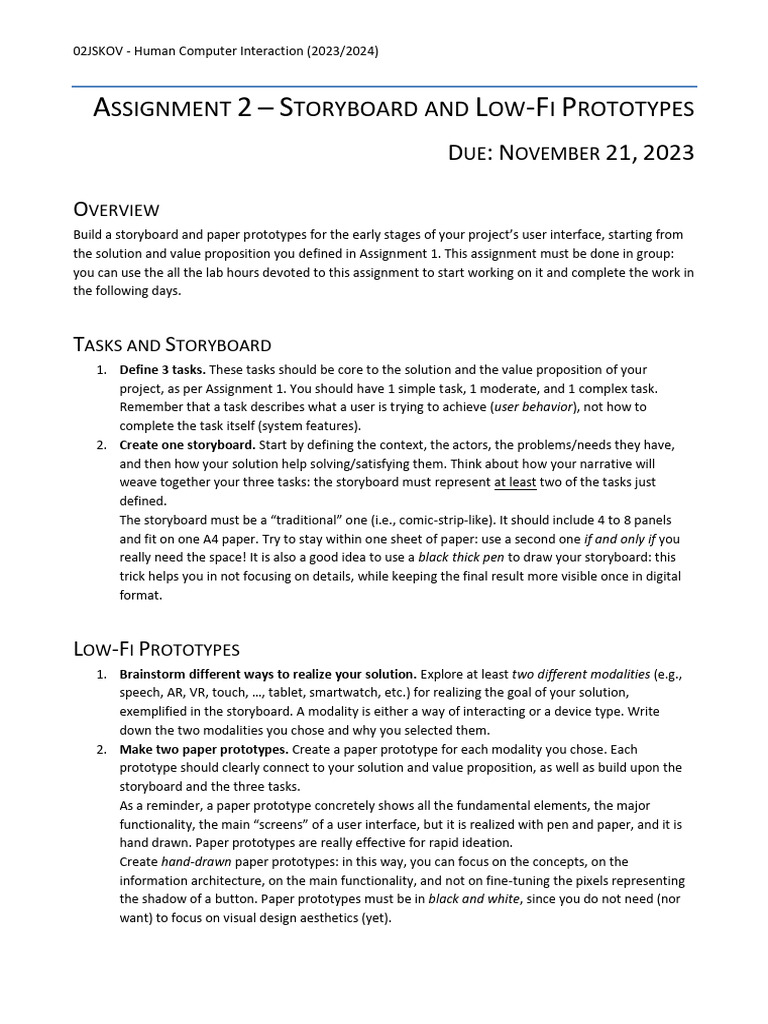A2 Storyboard Paper Prototypes | PDF | User Interface | Prototype