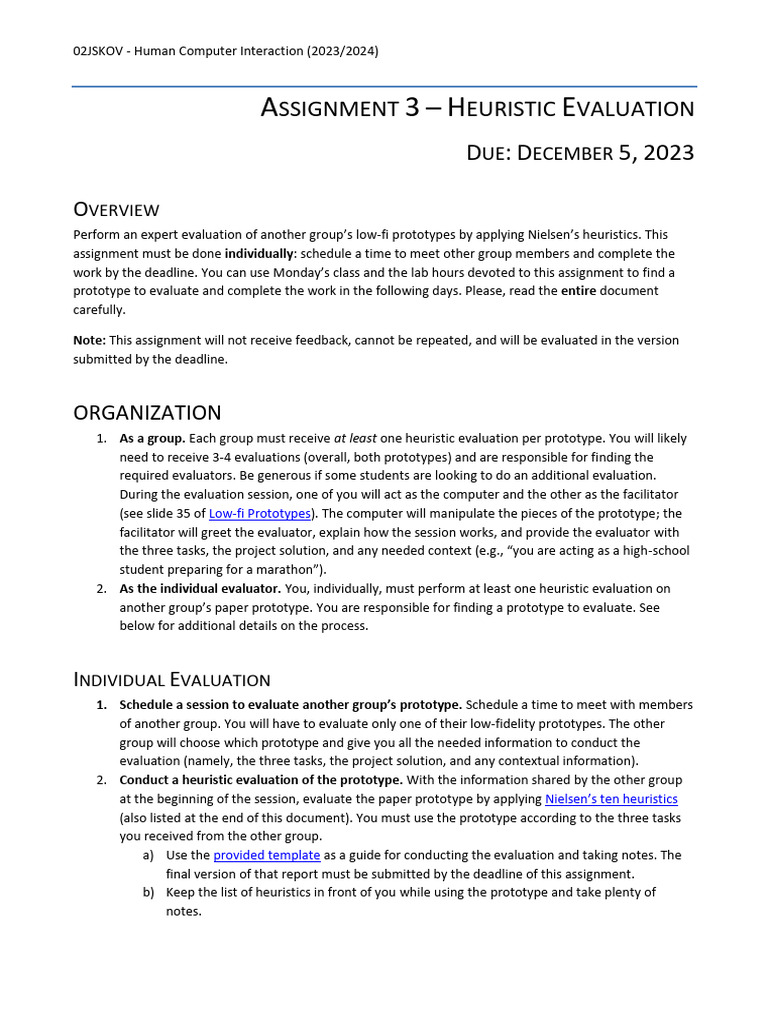 A3 Heuristic Evaluation | PDF | Usability | Computing