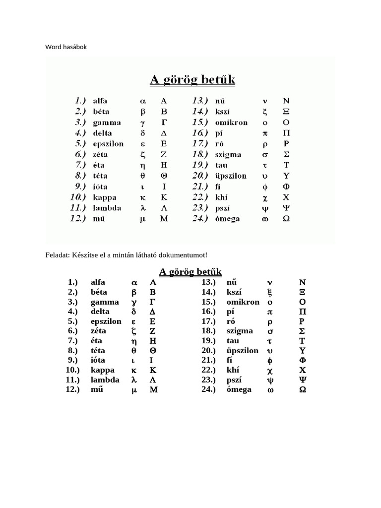 Word Hasábok 1-4 JRI | PDF