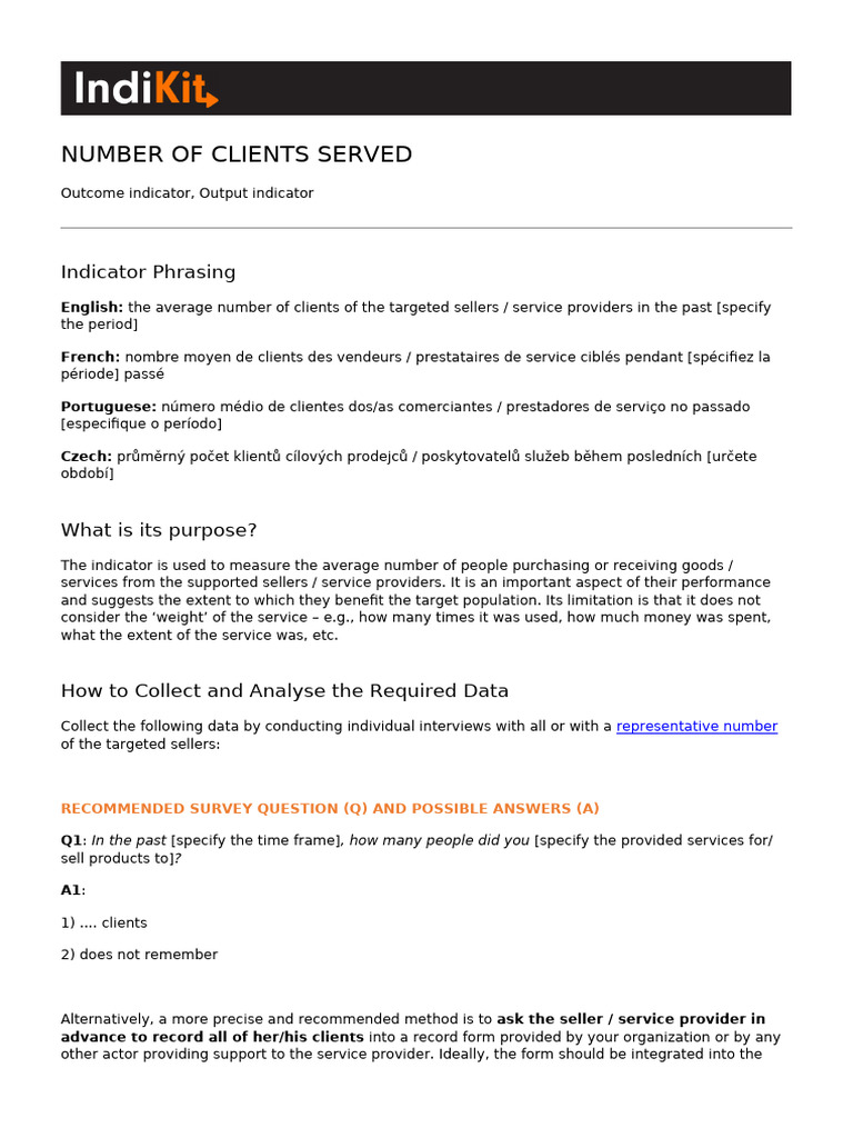 Indicator Number of Clients Served | PDF