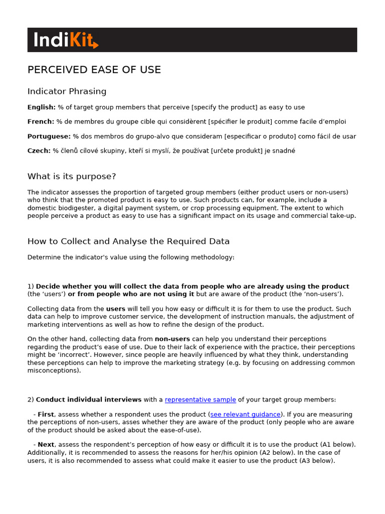 Indicator Perceived Ease of Use | PDF | Usability | Data