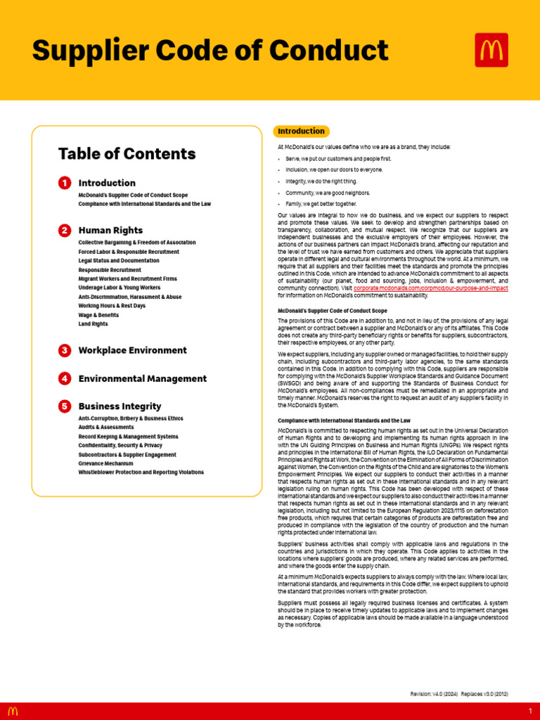 Supplier Code of Conduct | PDF | Employment | Overtime