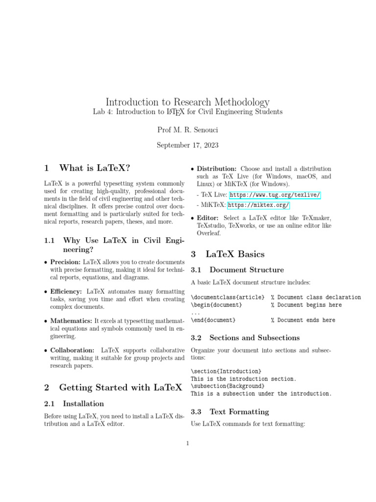 Handout Latex | PDF | Te X