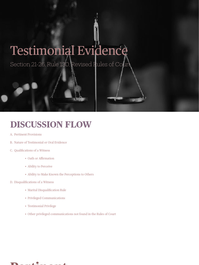 Testimonial Evidence: Witness Qualifications | PDF | Witness ...