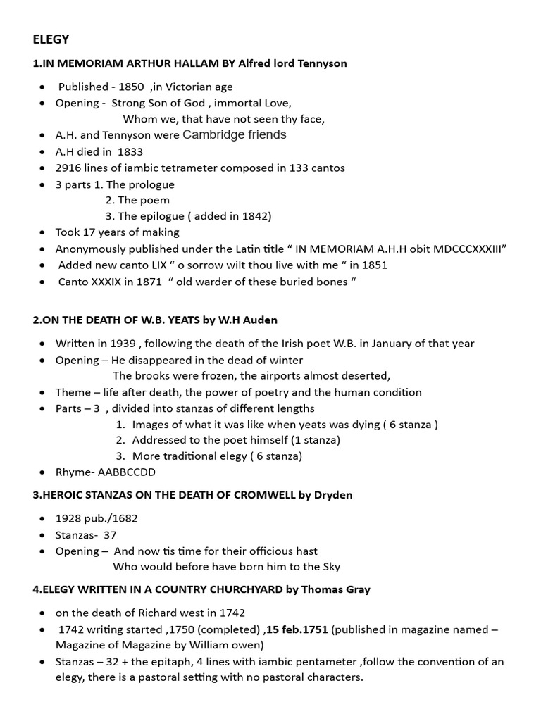 elegy | PDF | Poetry