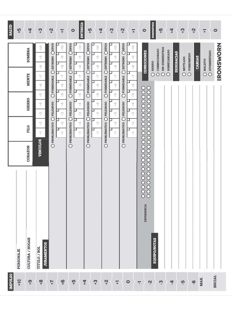 Ironsworn - Hoja de Personaje | PDF