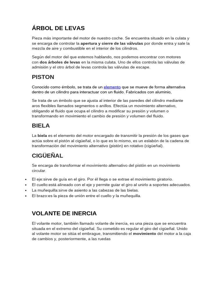 partes del motor defin | PDF | Pistón | Motor de combustión interna