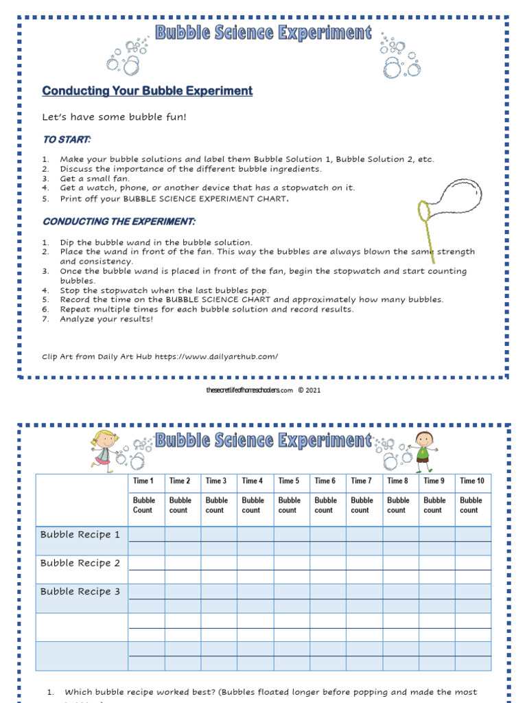 Bubble Science Experiment | PDF