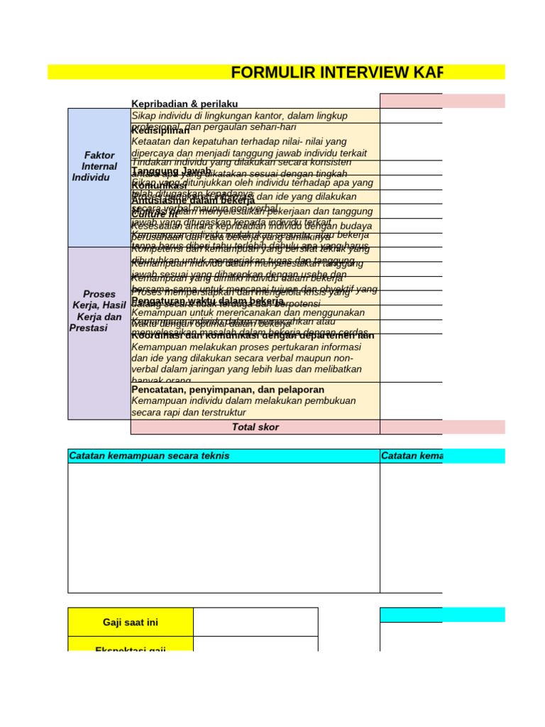 Contoh Formulir Interview Karyawan | PDF