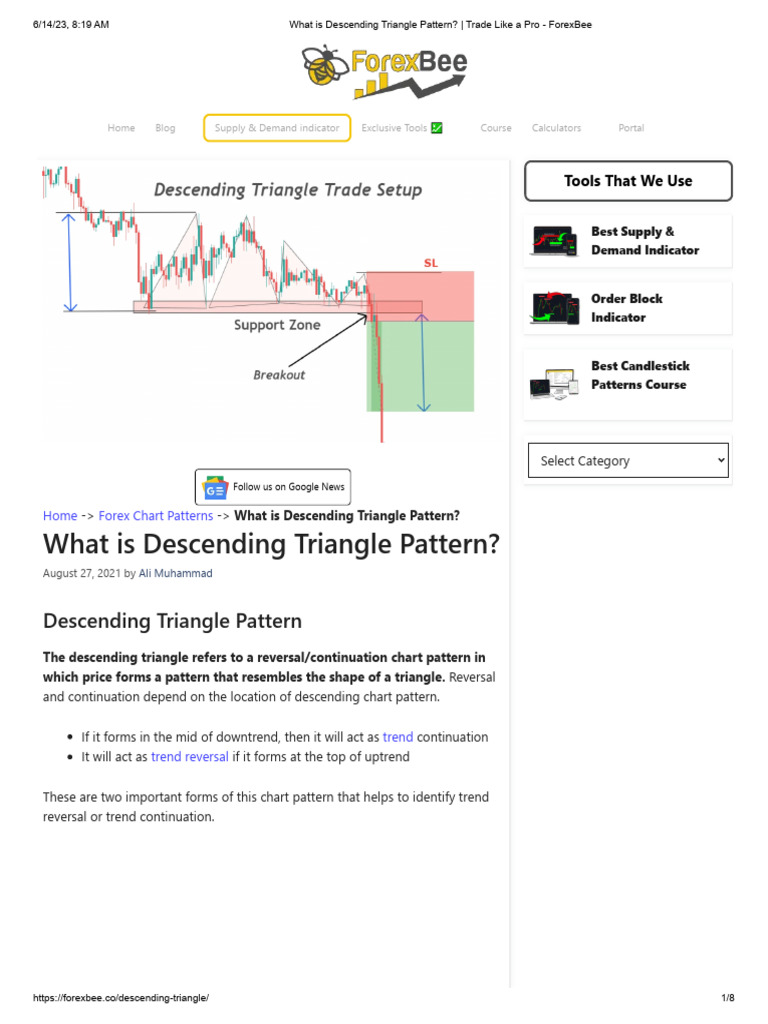 What Is Descending Triangle Pattern - Trade Like A Pro - ForexBee | PDF | Market Trend | Triangle