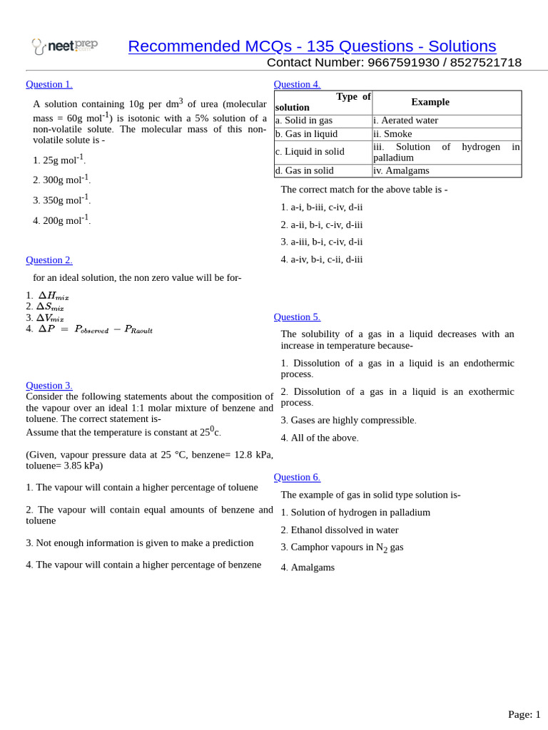 02 - Solutions | PDF | Solubility | Vapor